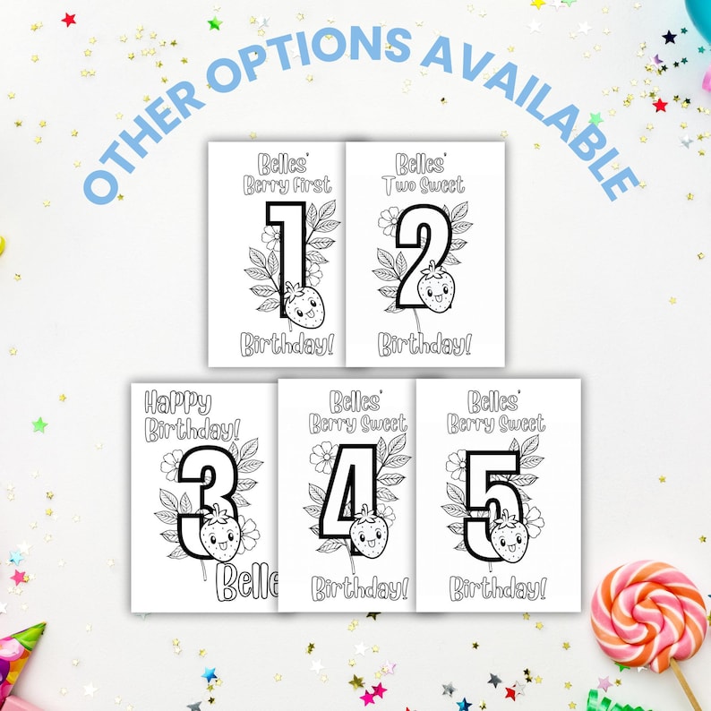 Berry Sweet Birthday Colouring Page Canva Template, Two Sweet Party ...