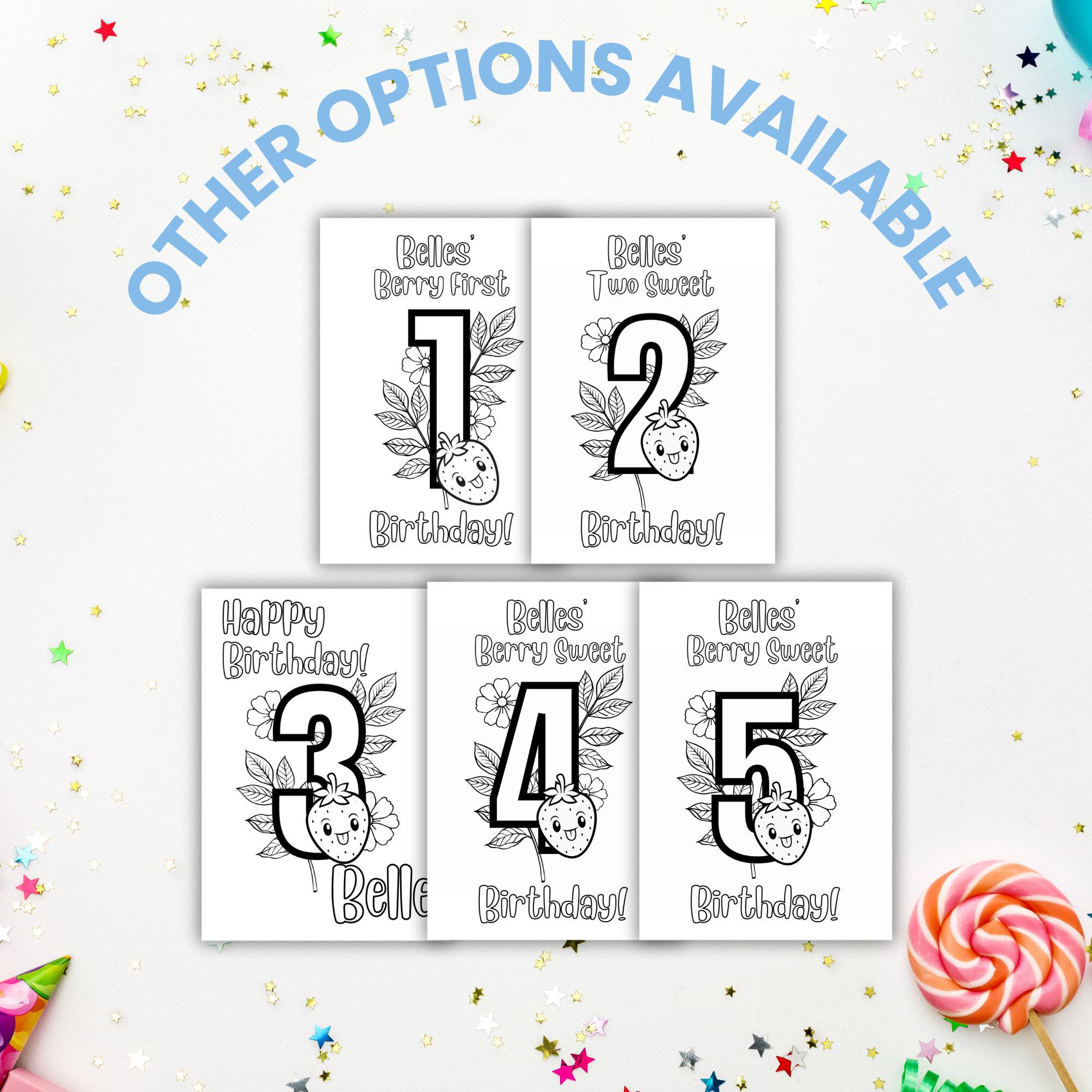 Berry Sweet Birthday Colouring Page Canva Template, Two Sweet Party ...