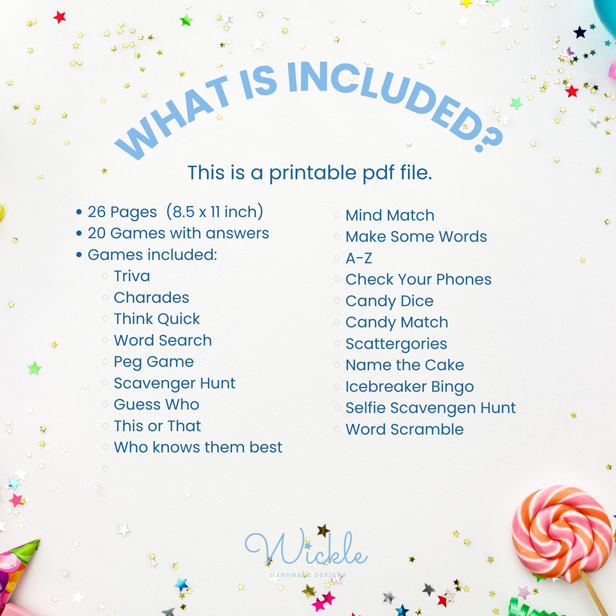 Birthday Party Games Bundle Printable Icebreaker Games for Kids & Teens ...