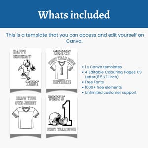 First Year Down Birthday Colouring Pages, Football Themed 1st Birthday ...