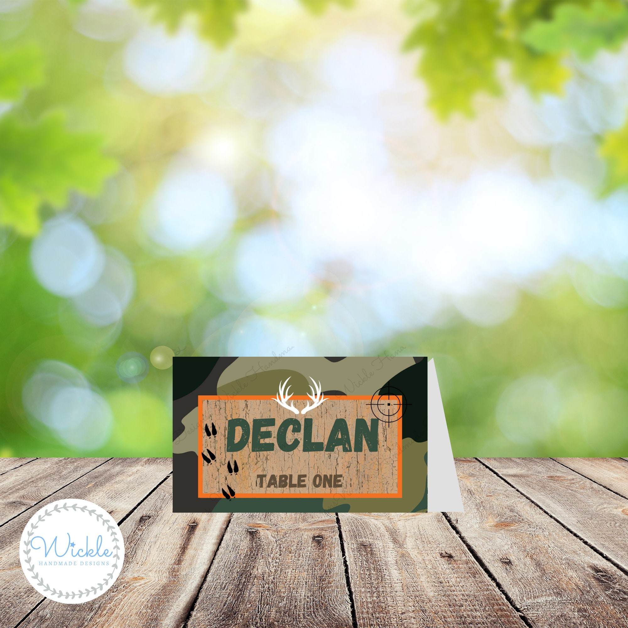 Editable Deer Hunting Birthday Table Stationary Canva Template ...