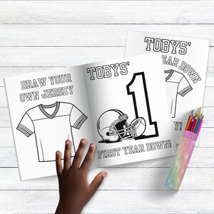 First Year Down Birthday Colouring Pages, Football Themed 1st Birthday ...