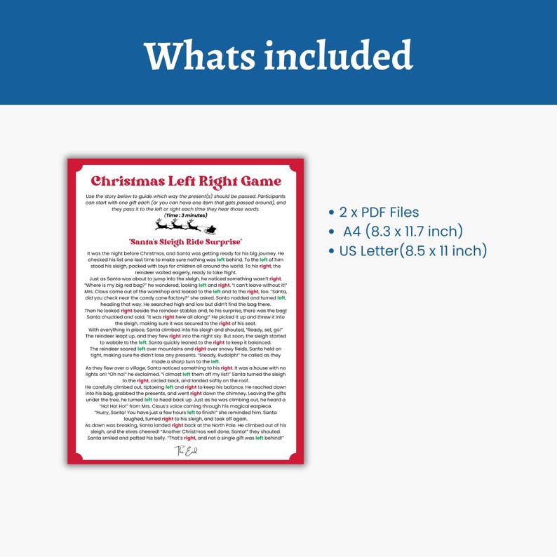 Santa Left Right Christmas Game Printable, Pass the Present Activity ...