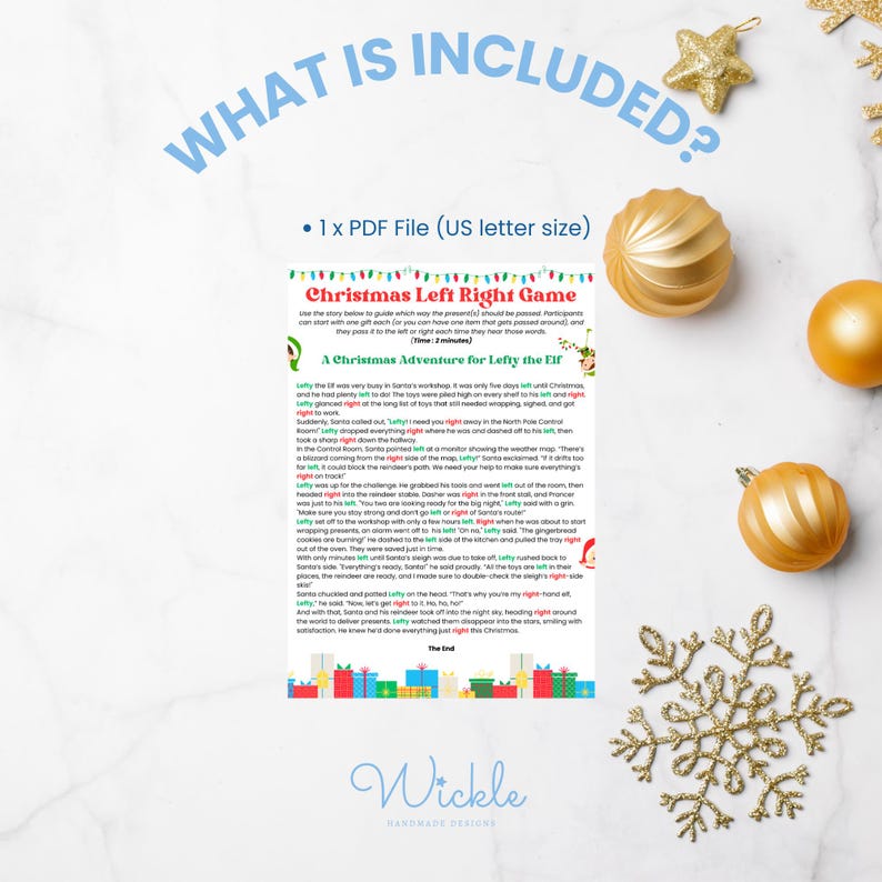 Elf Left Right Christmas Game Printable, Pass the Present Activity ...