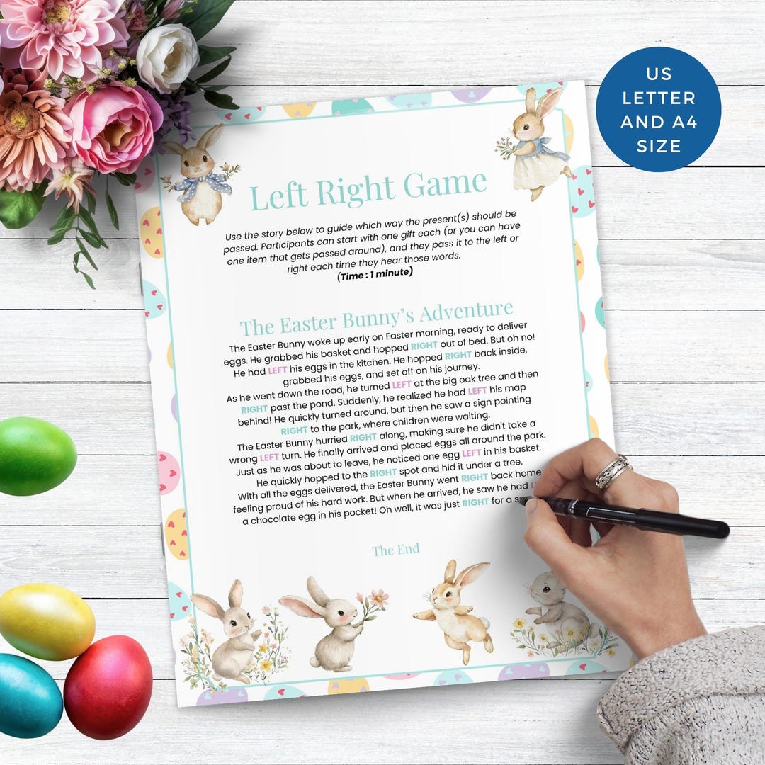 Left Right Easter Game Printable, Easter Bunny Adventure Pass the ...