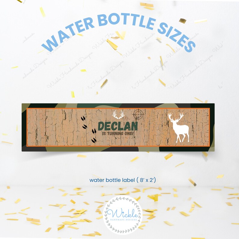Editable Hunting Birthday Water Bottle Label Wrapper Canva Template ...