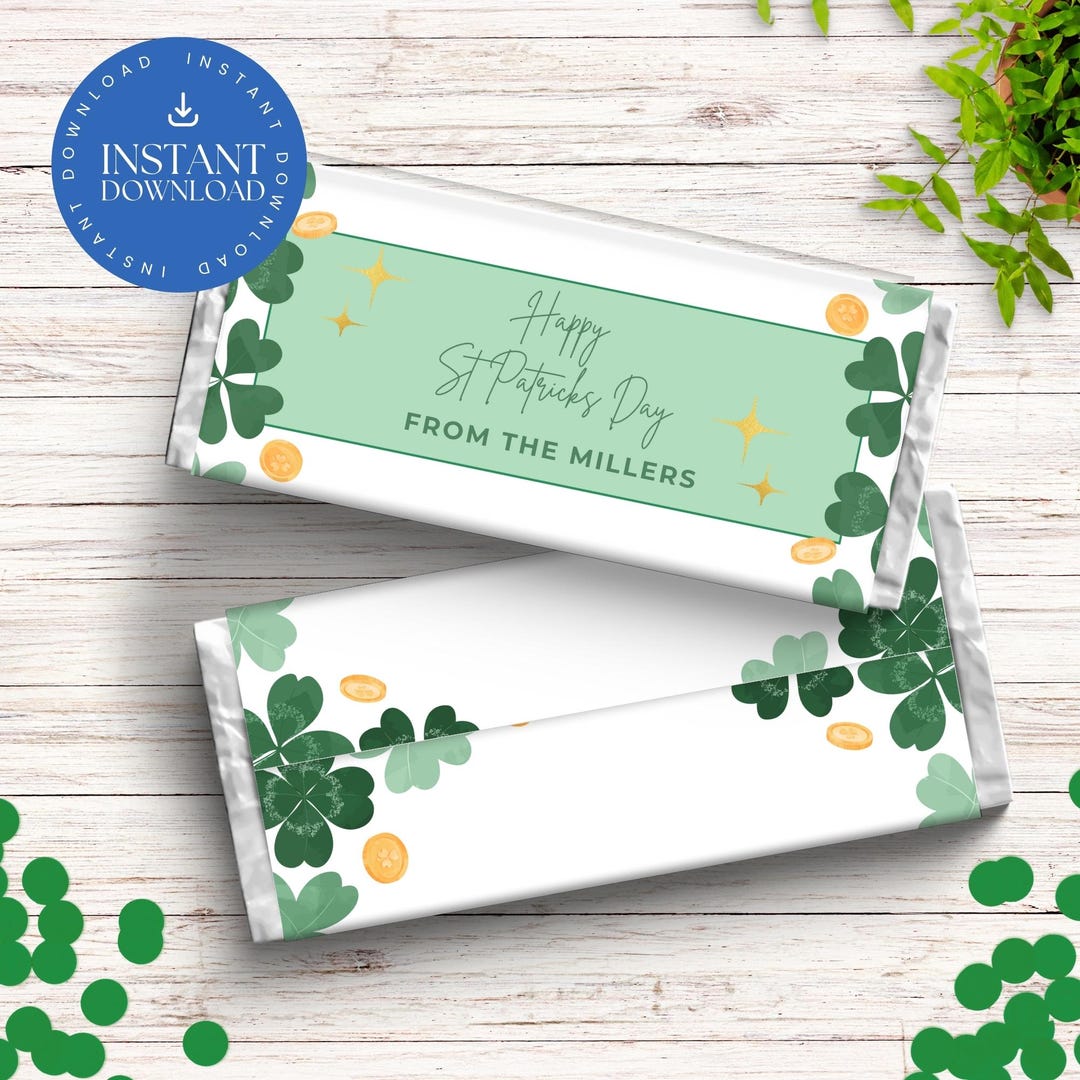 St Patricks Day Candy Wrapper, Printable St Paddys Day Chocolate Bar ...