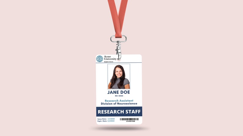 Research Company Staff Employee ID Badge Card | Etsy