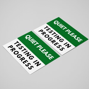 QUIET PLEASE Sign, Lab Sign, Quiet Testing in Progress Printable Sign ...