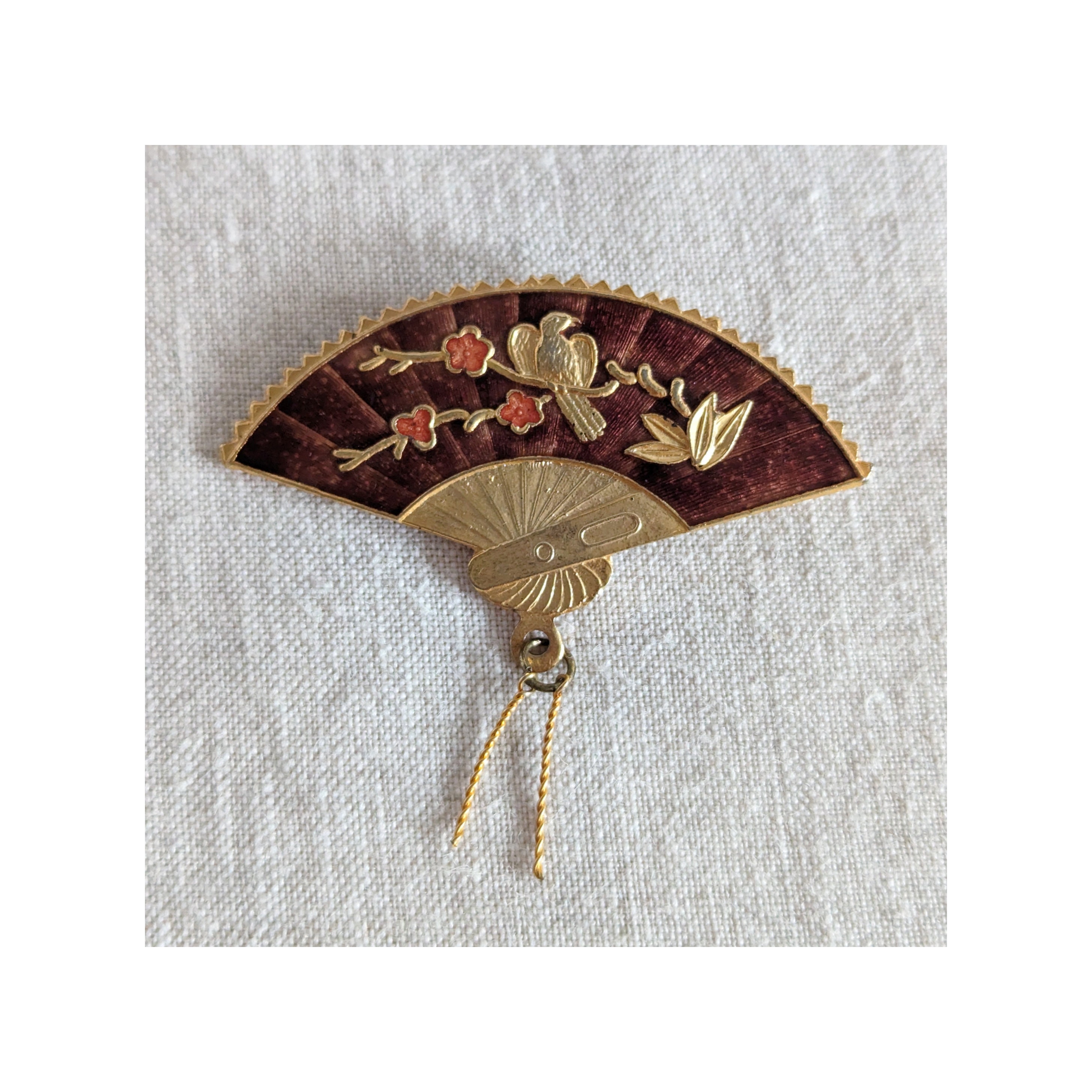 Vintage Japanese Fan Enamel Pinback Pin - Etsy