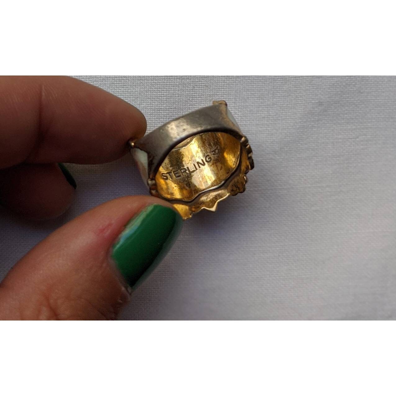 Vintage Enamel Sterling Silver Cigar Band Ring - Etsy