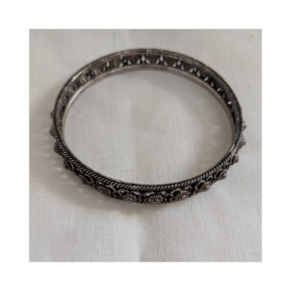 Vintage Silver Bangle - Gem
