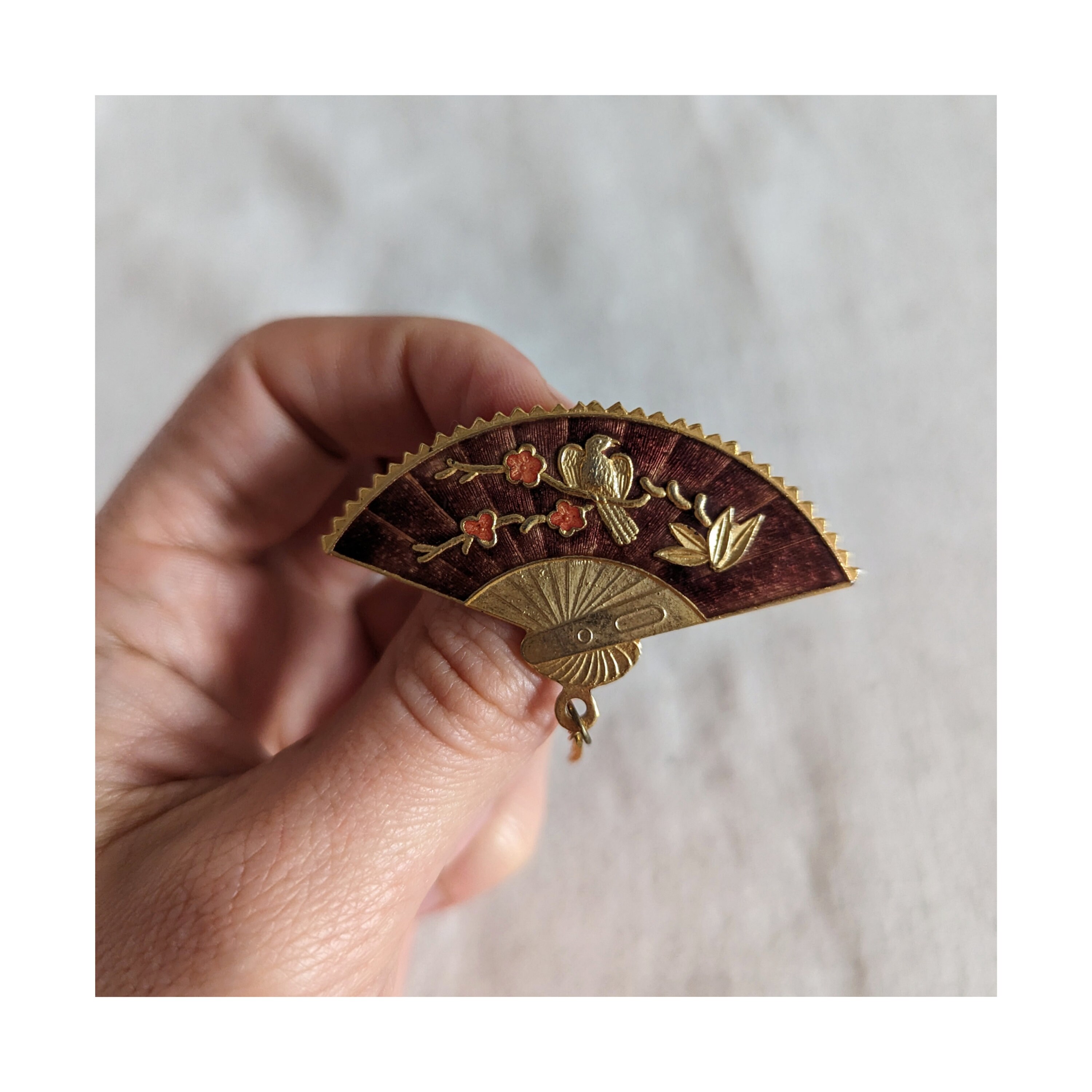 Vintage Japanese Fan Enamel Pinback Pin - Etsy