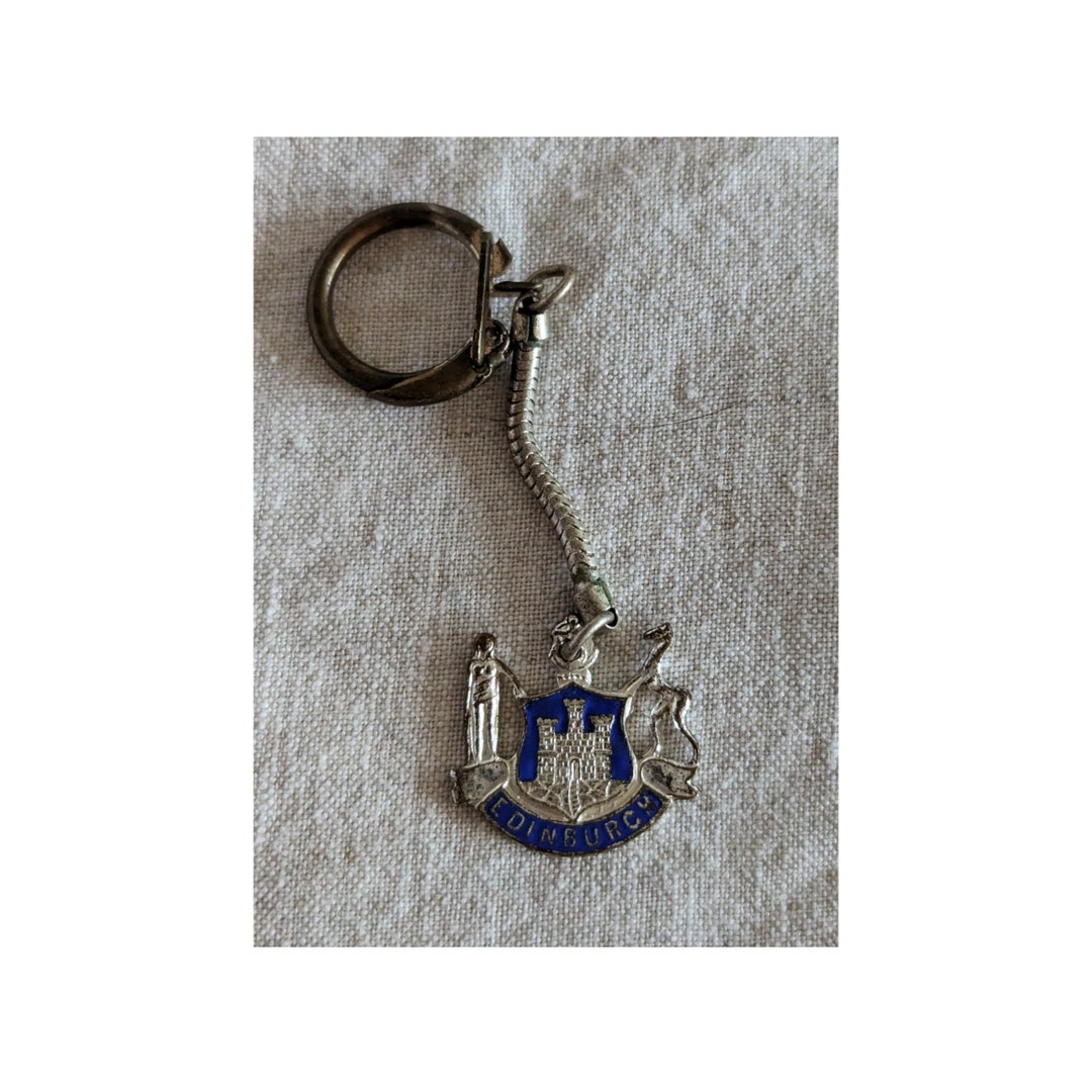 Vintage Edinburgh Medallion Keychain Ring - Etsy