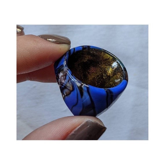 Vintage Cobalt Blue Glass Ring - Gem