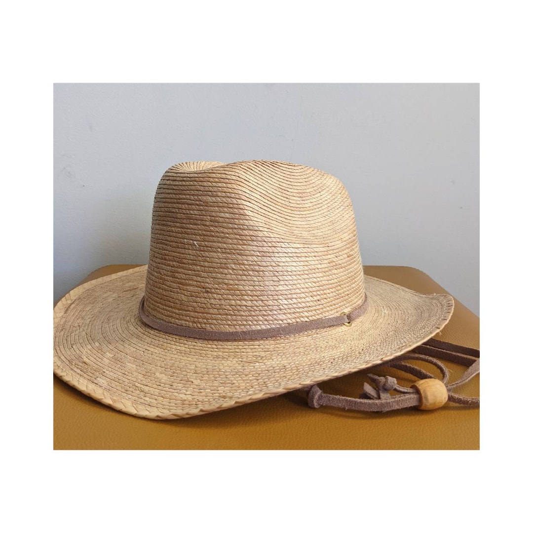 Vintage Straw Cowboy Hat W/ Adjustable Strap - Etsy