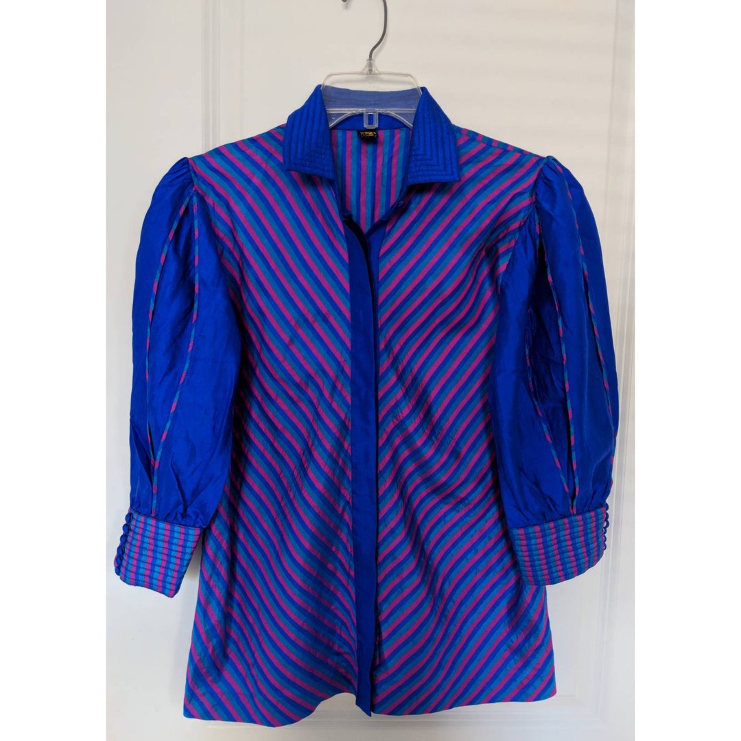 Vintage 80s Color Pop Blouse - Etsy