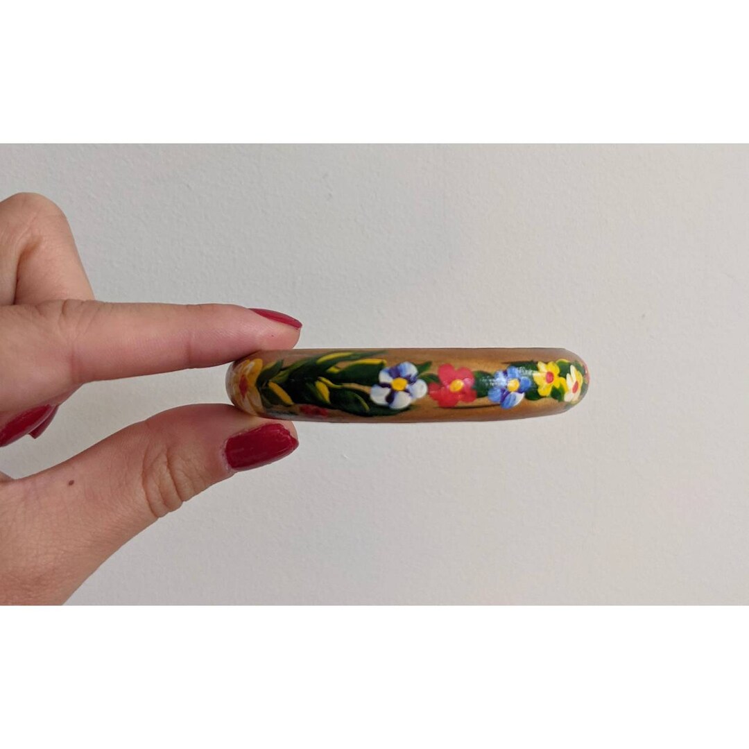 Vintage Hand Painted Bangle Bracelet - Etsy