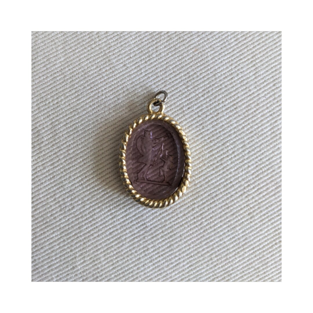 Vintage Goldette Cupid Serpant Intaglio Gold Tone Amethyst Pendant - Etsy