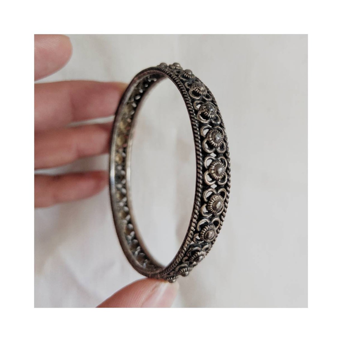 Vintage Silver Bangle - Etsy