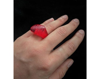 Vintage Lucite Swarovski Stone Chunky Ring Y2K - Etsy