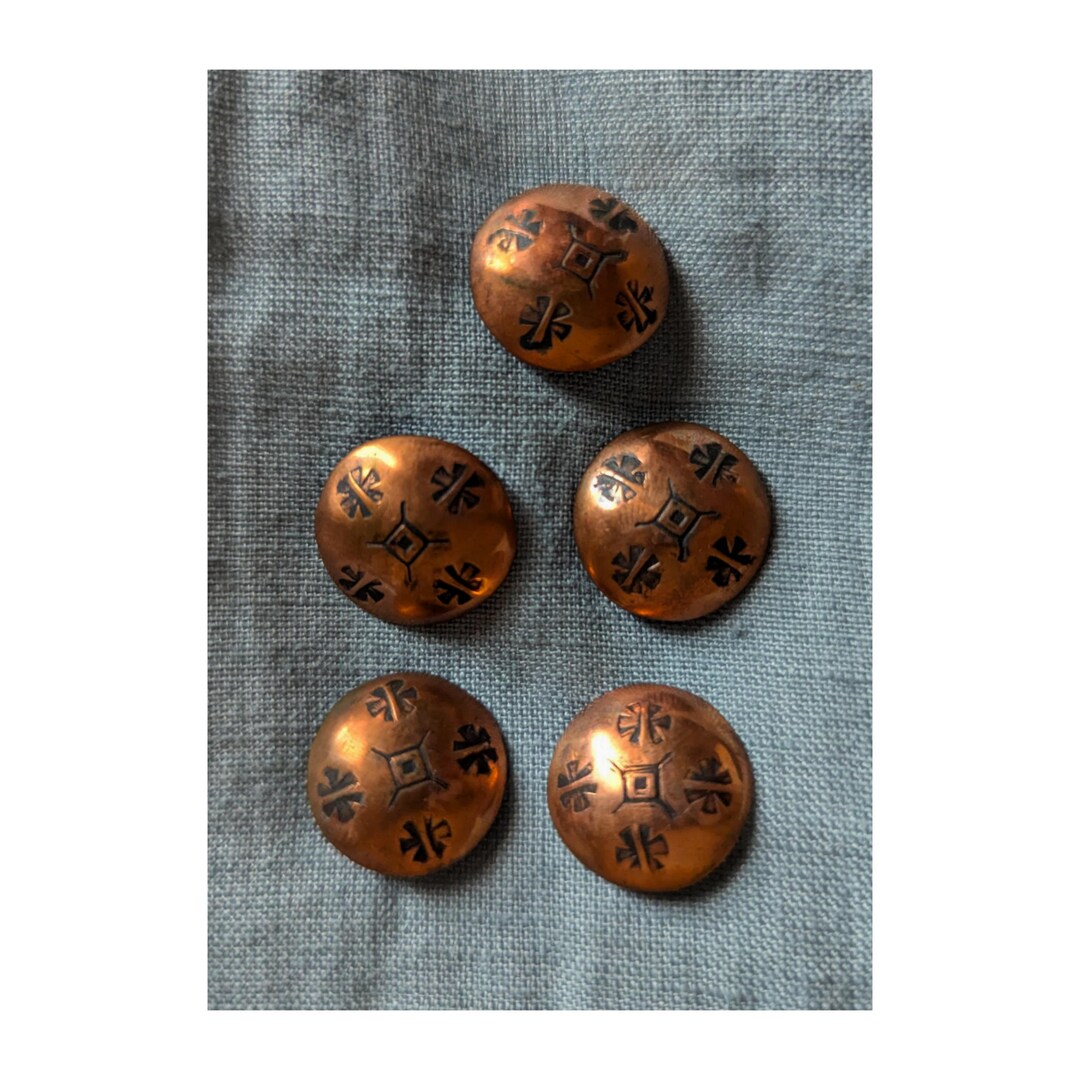 Vintage Set of 5 Native American Design Copper Buttons - Etsy