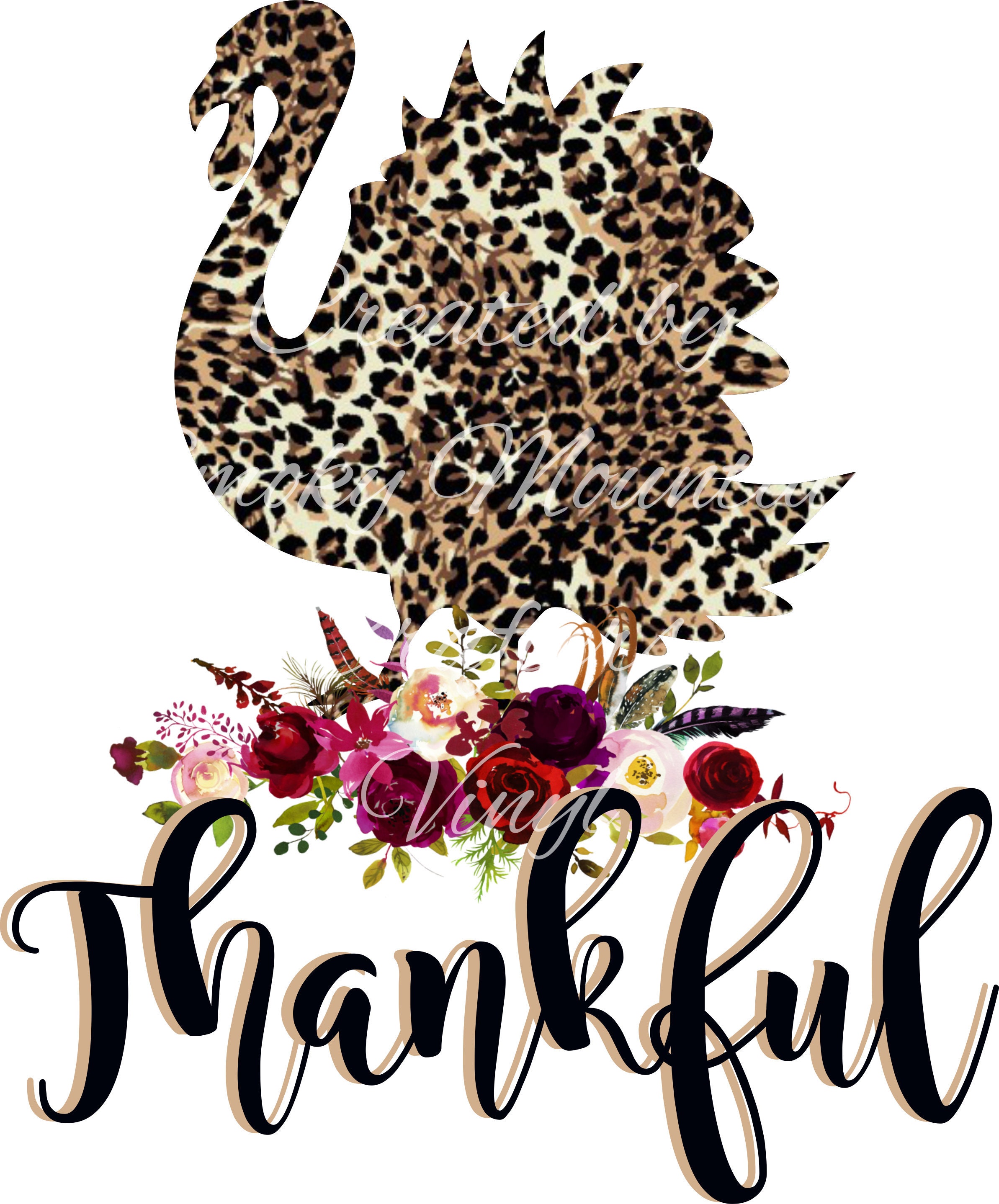 Leopard Turkey Thankful Thanksgiving Png Fall Sublimation Etsy