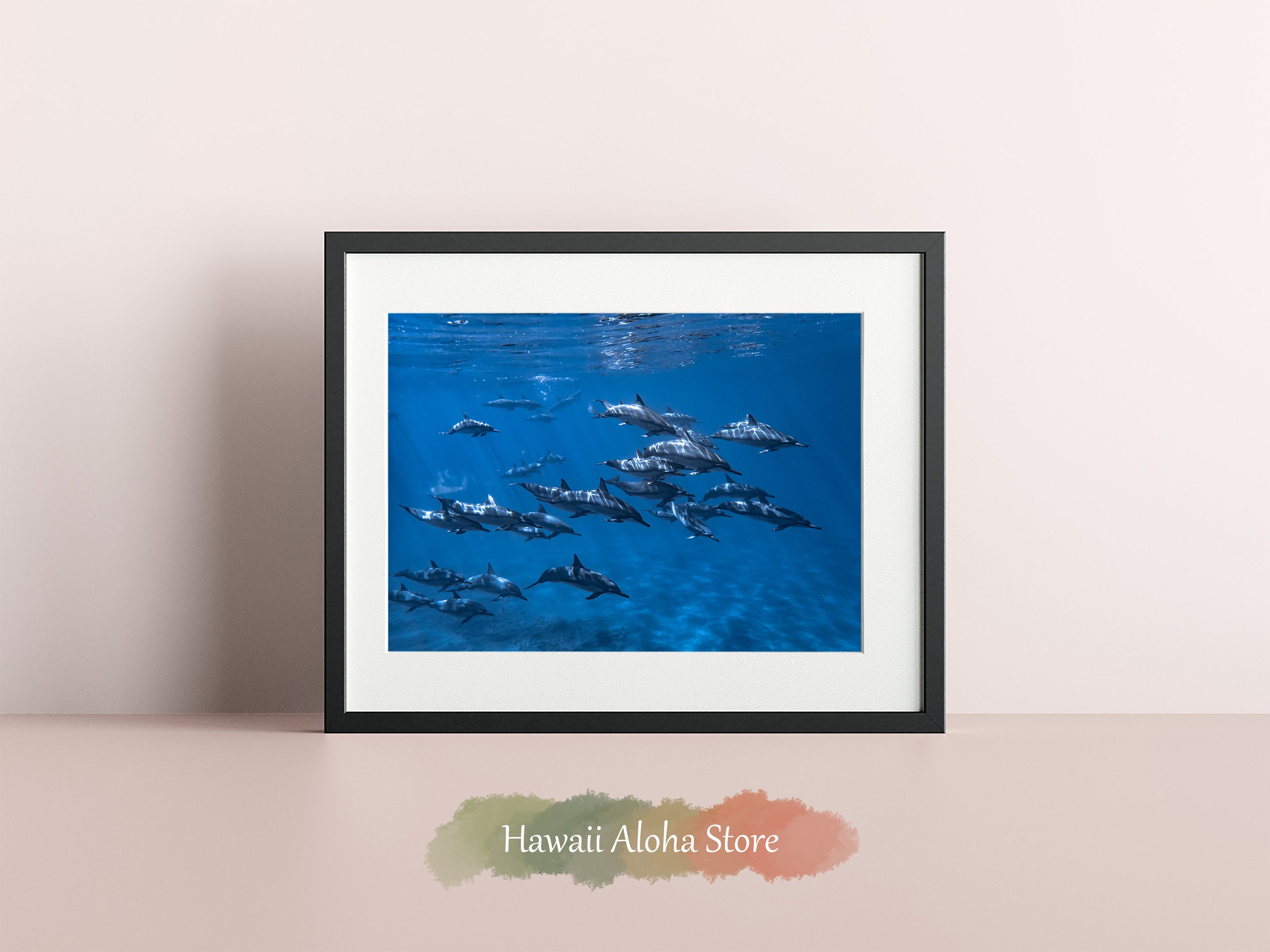 Dolphin Printable Art, Dolphin Poster Hawaii, Dolphin Art, Underwater ...