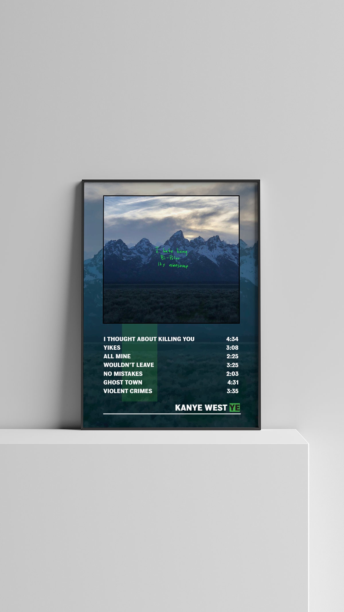 Kanye West Ye Album Track List Print Hip Hop Rap Music | Etsy