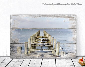 MEERWEH DUO Maritimes Bild auf Holz Leinwand Kunstdruck Meer | Etsy