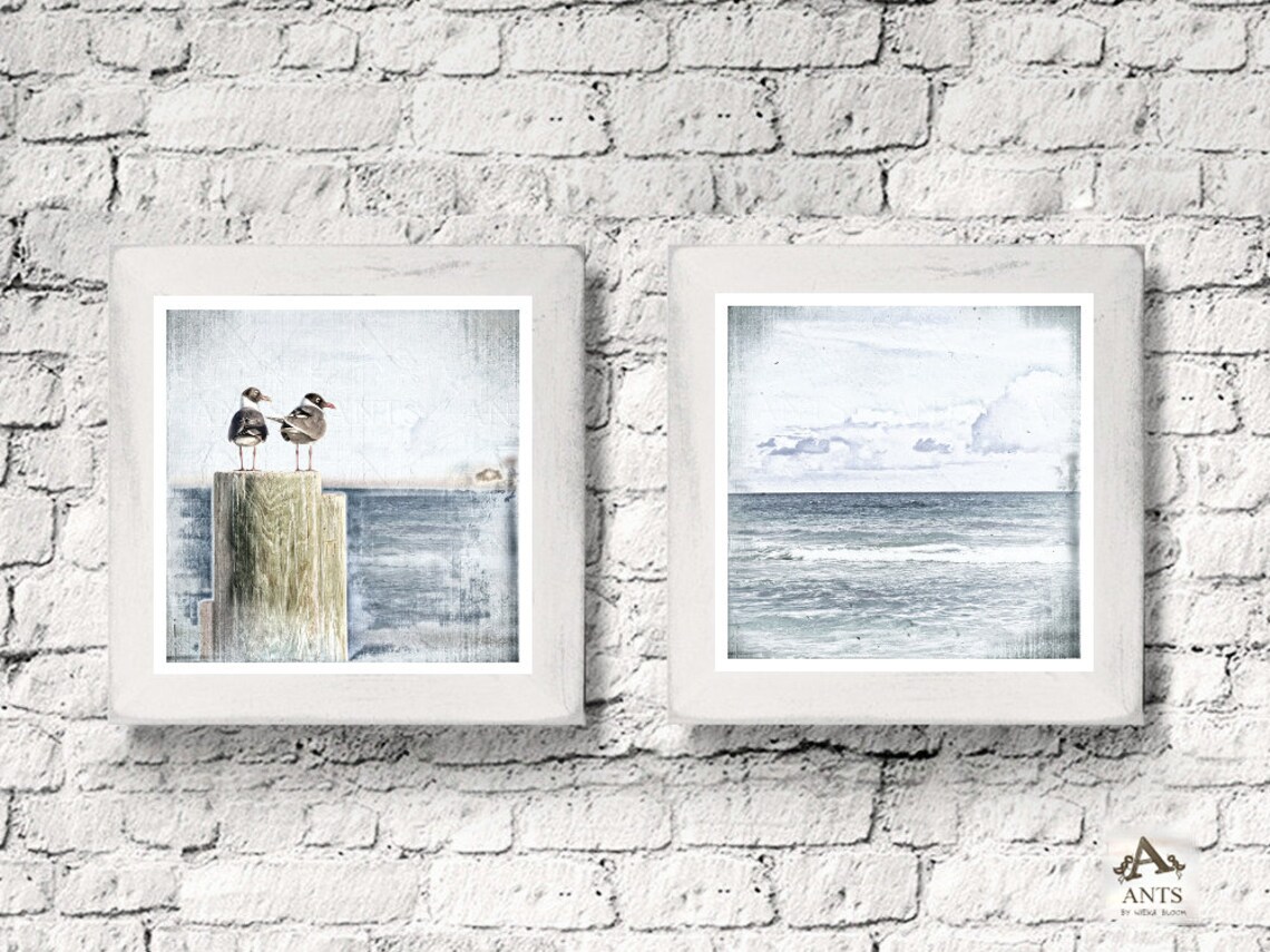 MEERWEH DUO Maritimes Bild auf Holz Leinwand Kunstdruck Meer | Etsy
