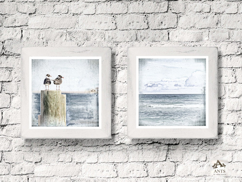MEERWEH DUO Maritimes Bild auf Holz Leinwand Kunstdruck Meer | Etsy