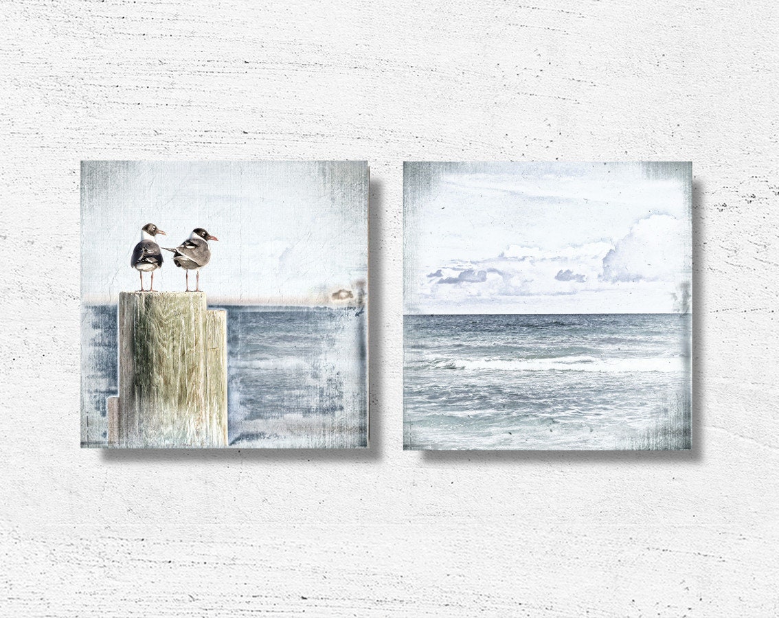 MEERWEH DUO Maritimes Bild auf Holz Leinwand Kunstdruck Meer | Etsy