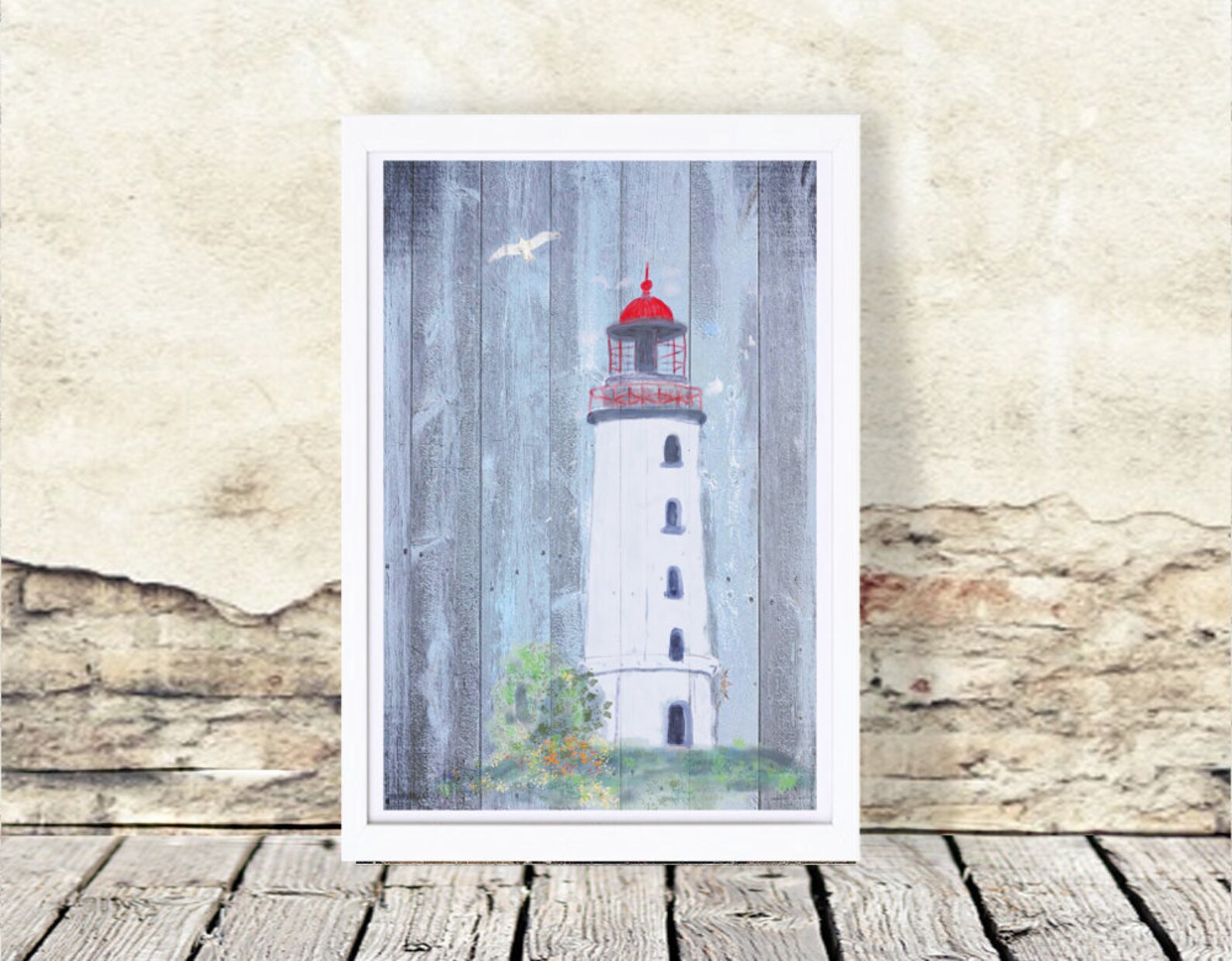 LEUCHTTURM Maritimes Bild painted auf Holz Leinwand Kunstdruck - Etsy.de