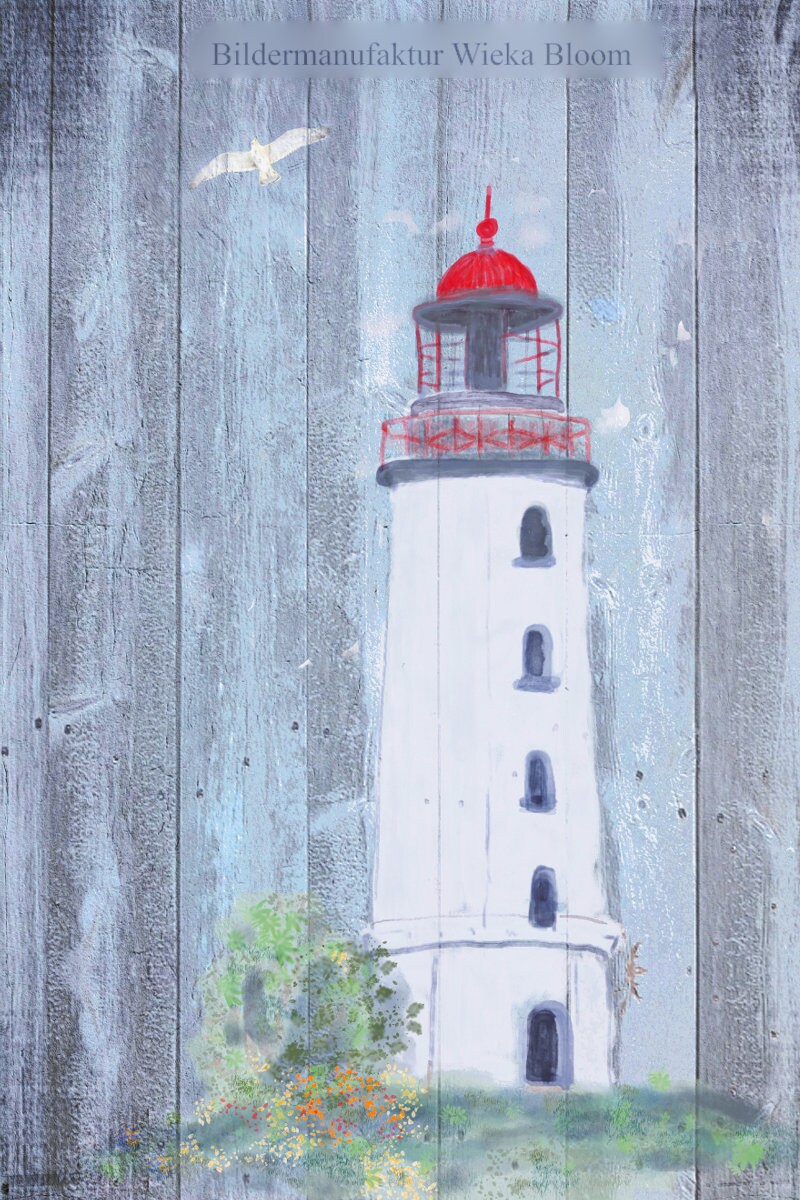 LEUCHTTURM Maritimes Bild painted auf Holz Leinwand Kunstdruck | Etsy