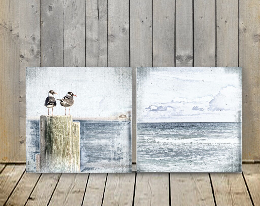 MEERWEH DUO Maritimes Bild auf Holz Leinwand Kunstdruck Meer | Etsy