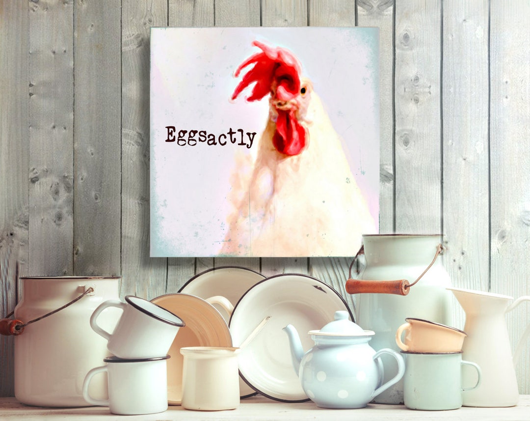 EGGSACTLY lustiger Spruch Bild auf Holz Leinwand Kunstdruck Wanddeko ...