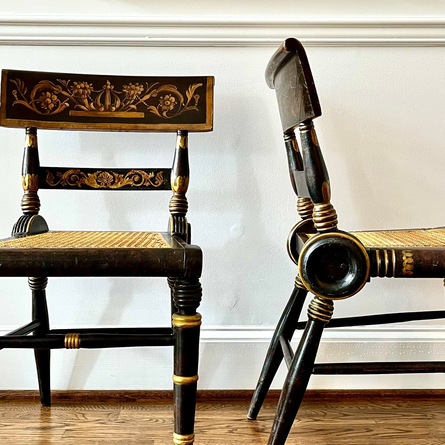 Pair of Baltimore Fancy Chairs With Painted Neoclassical Decoration ...