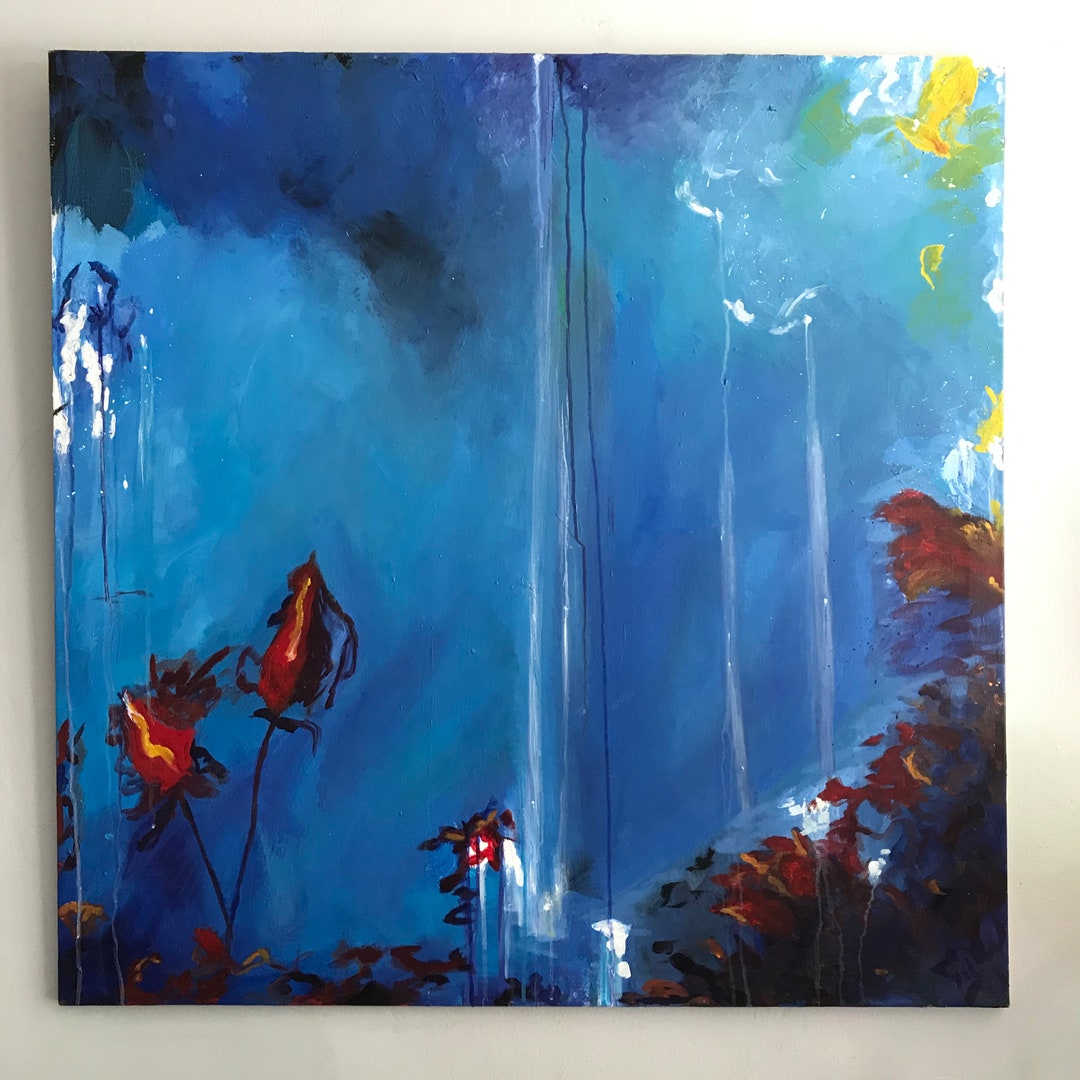 Contemporary Blue Abstract Landscape Painting - Etsy