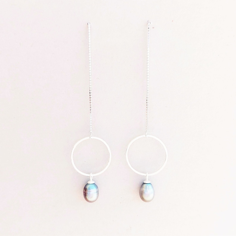 Perlen Durchzieher Ohrringe 925 Silber Edle Ketten Ohrhänger - Etsy.de