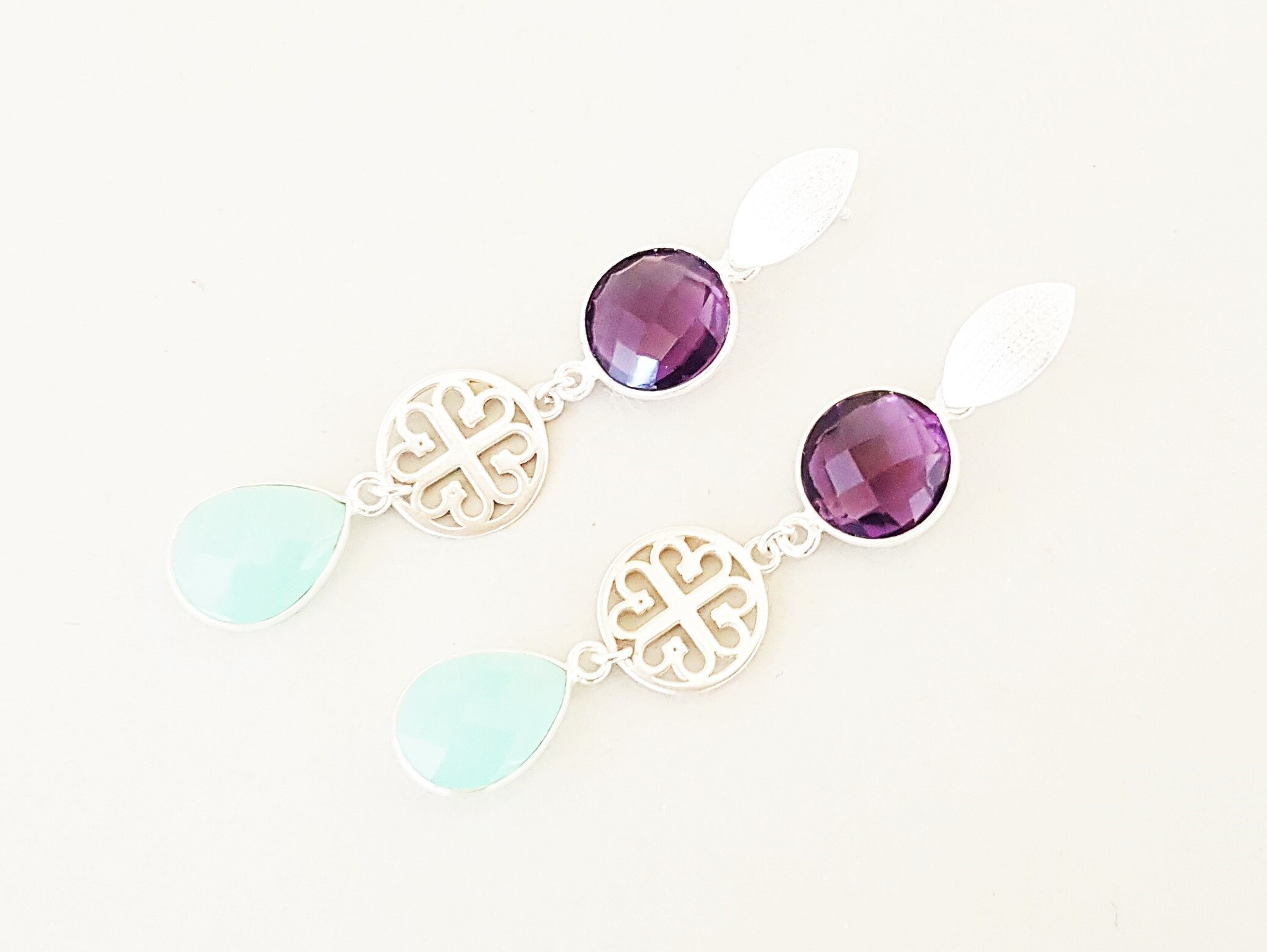 Silberring mit 8x10mm Aqua Chalcedon, 18ct vergoldet