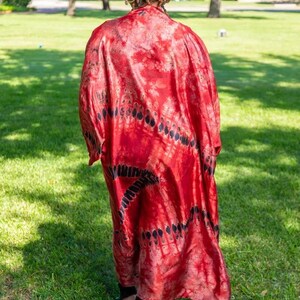 Silk Kimono Jacket, Silk Adire, Red Kimono, Kimono Jacket Silk, Kimono ...