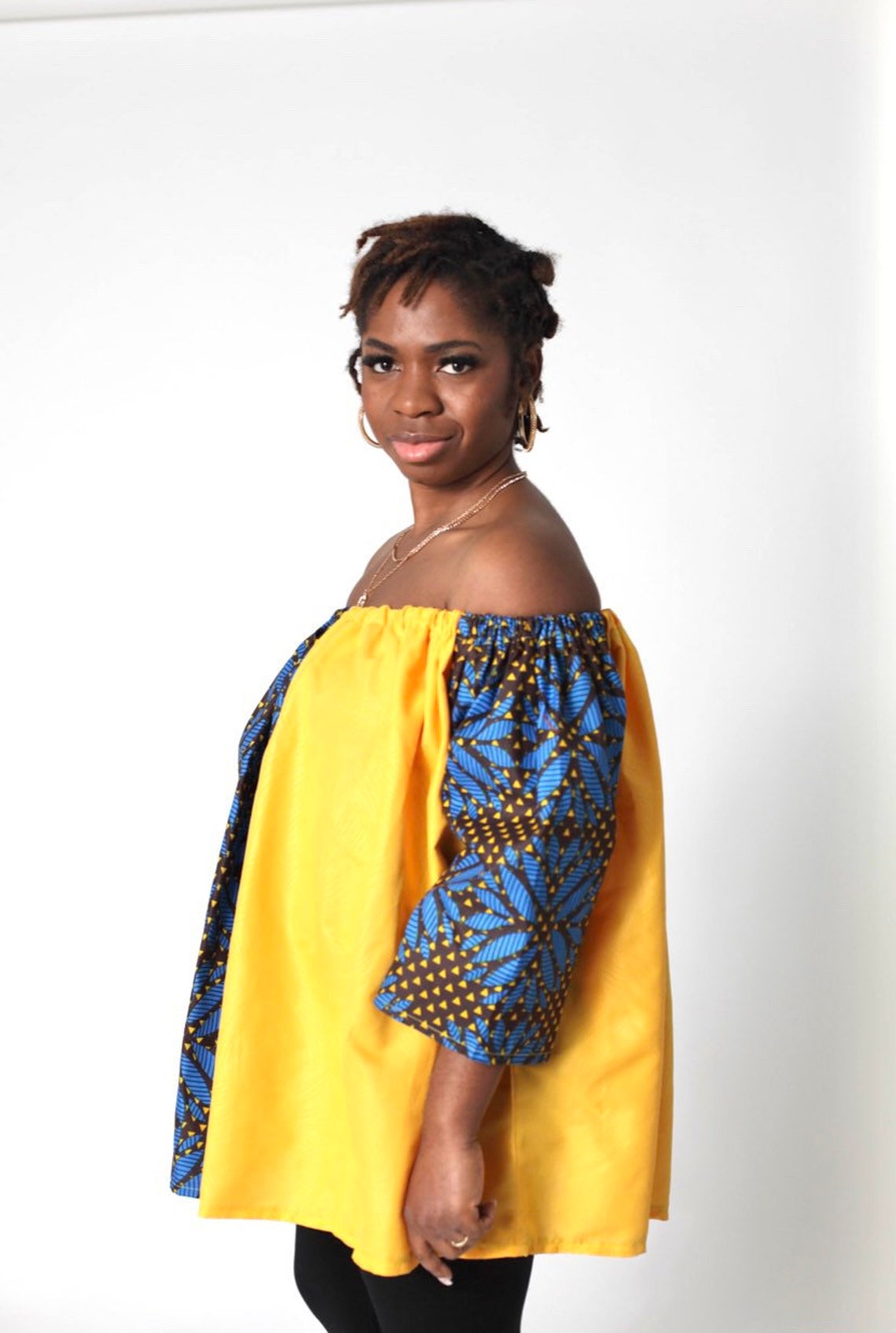 African Yellow Plain and Pattern Top/loose Fit Clothing for - Etsy