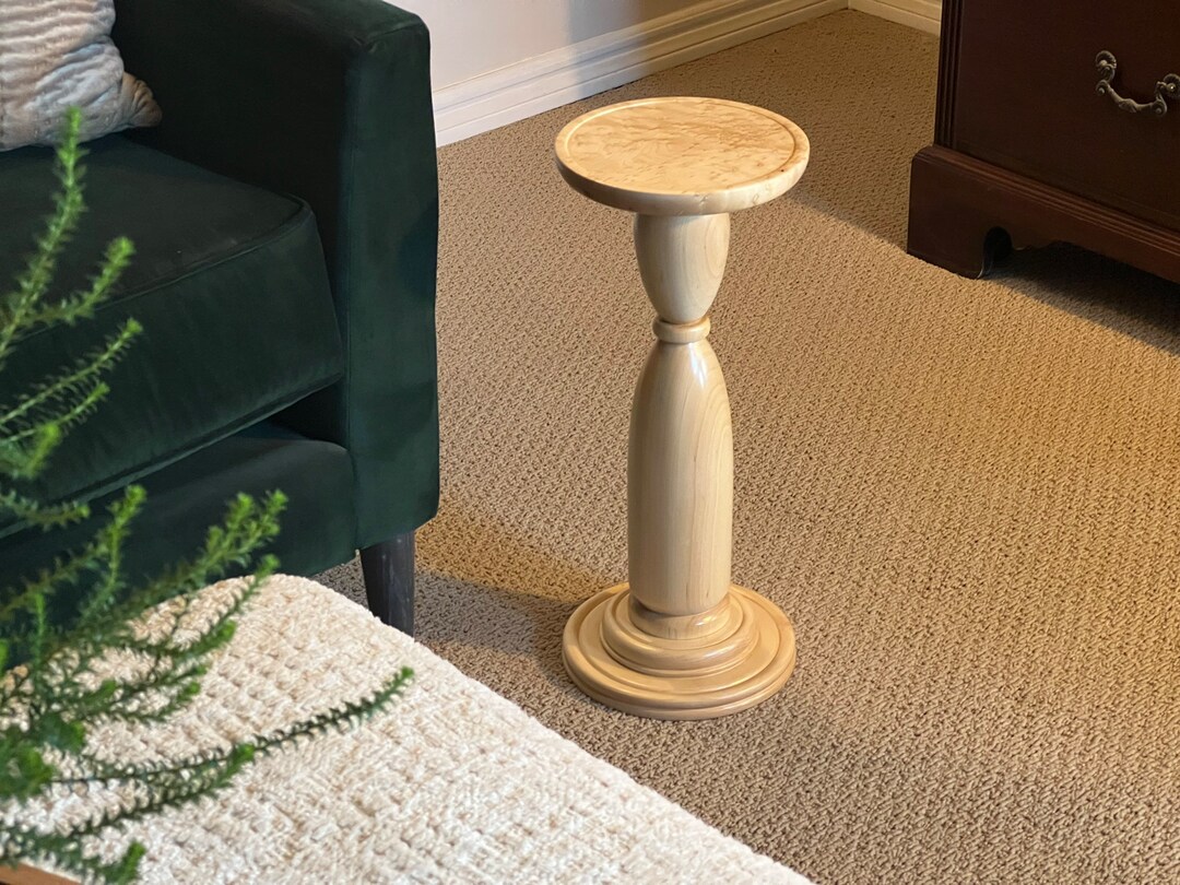 Drink Table, Birds Eye Maple Top, Solid Maple Column and Base. Accent ...