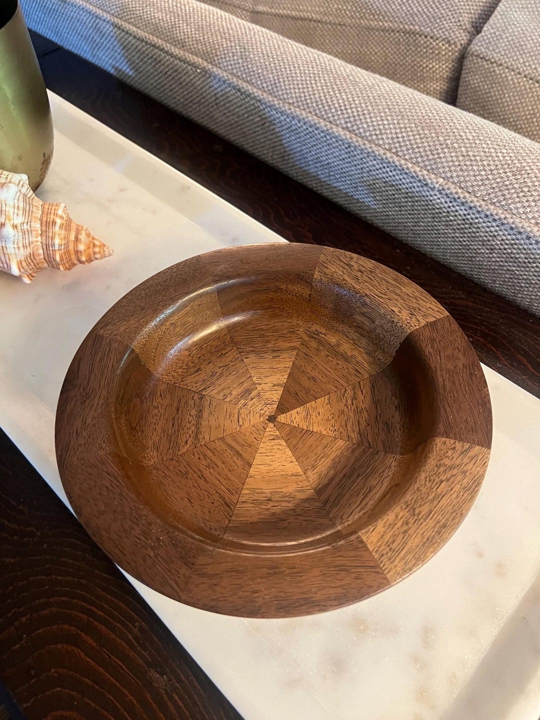 Entryway Key Drop Bowl, Solid Walnut, Hand Turned. 8" Diameter, 1.75 ...