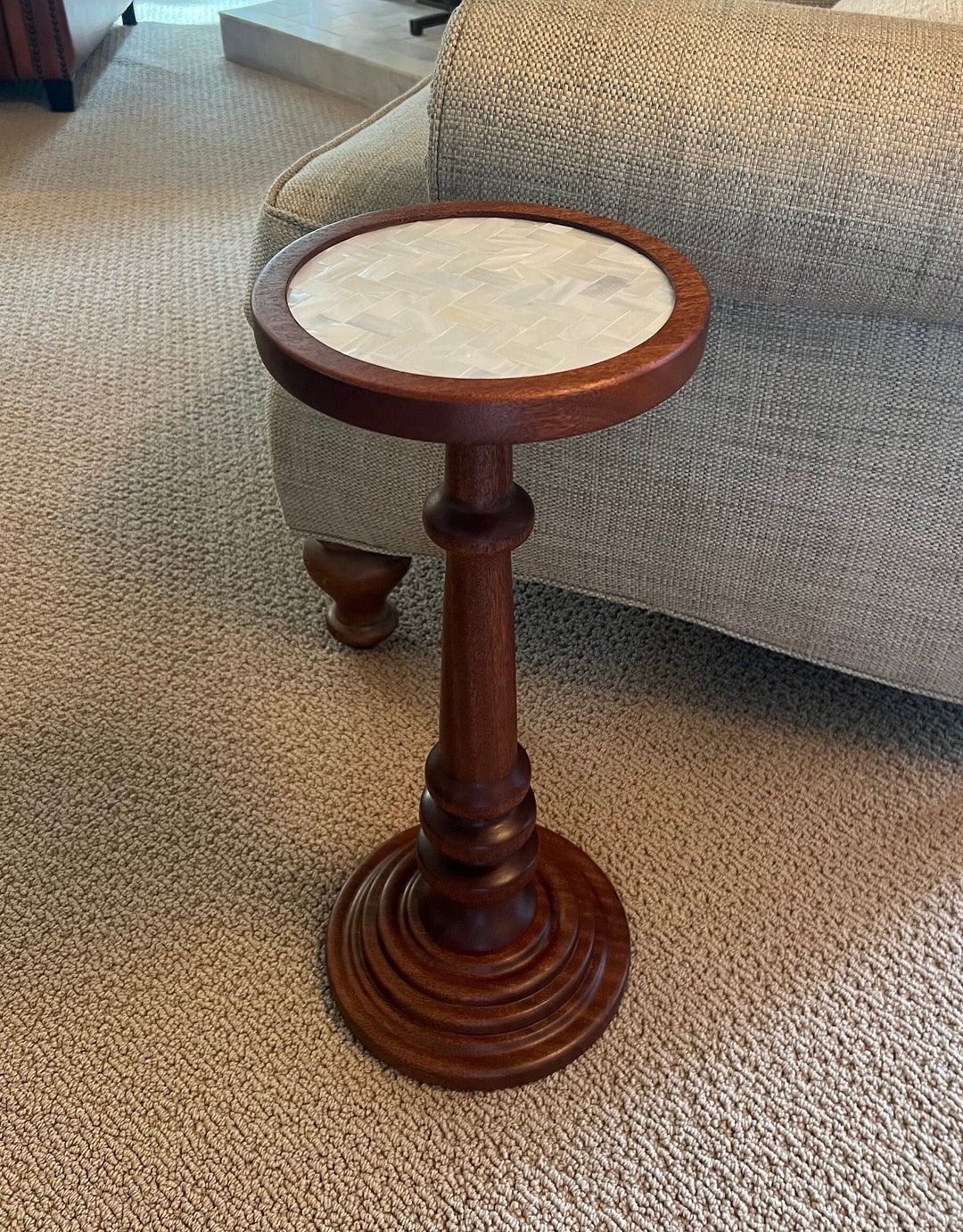 Drink Table, Solid Mahogany With aged Walnut Stain and a Mother of ...