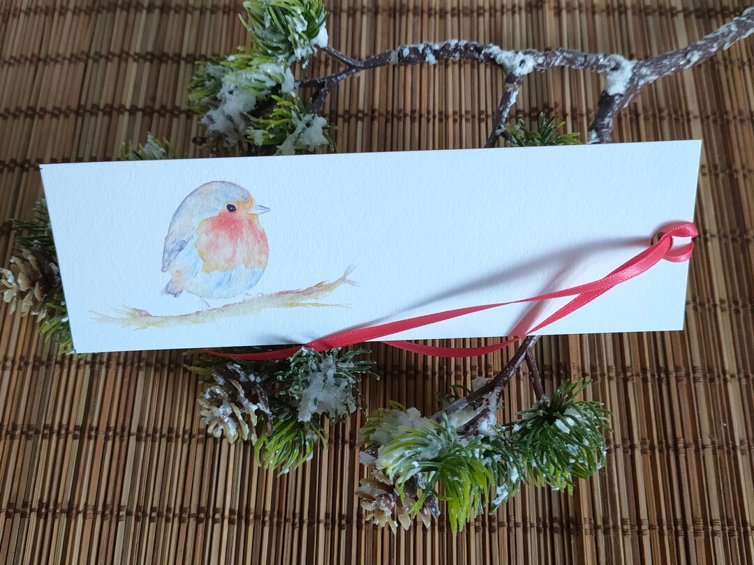 Watercolor Bookmark Robin, Bird Watercolor, Robin Print, Gift, Painted ...
