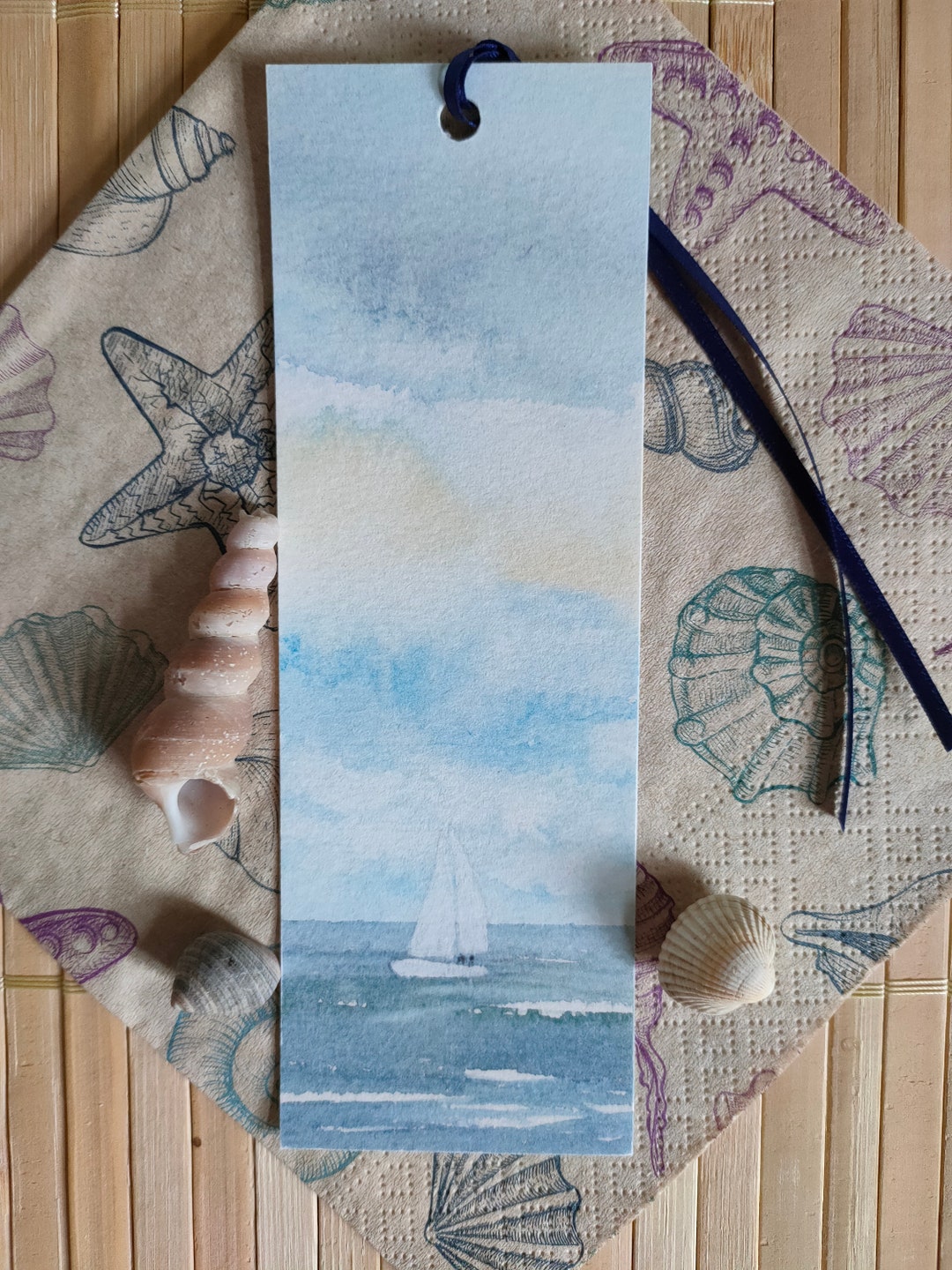 Aquarell-Lesezeichen Segelboot, Fine Art Print, kleines maritimes ...