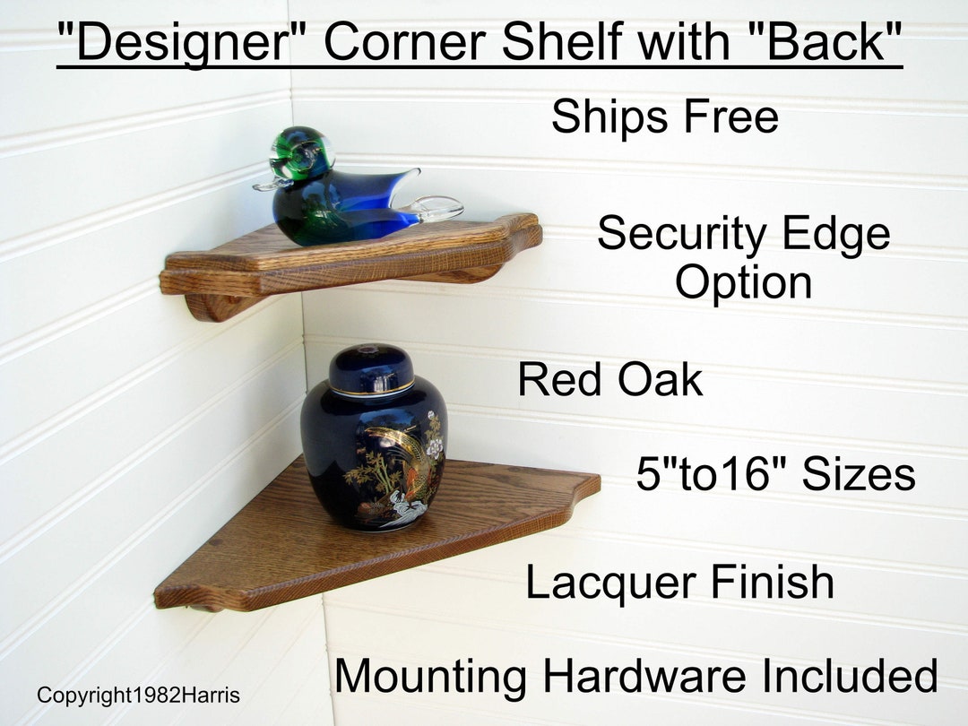 DESIGNER Corner Shelf, Corner Shelves, Corner Display Shelf, Hardwood ...