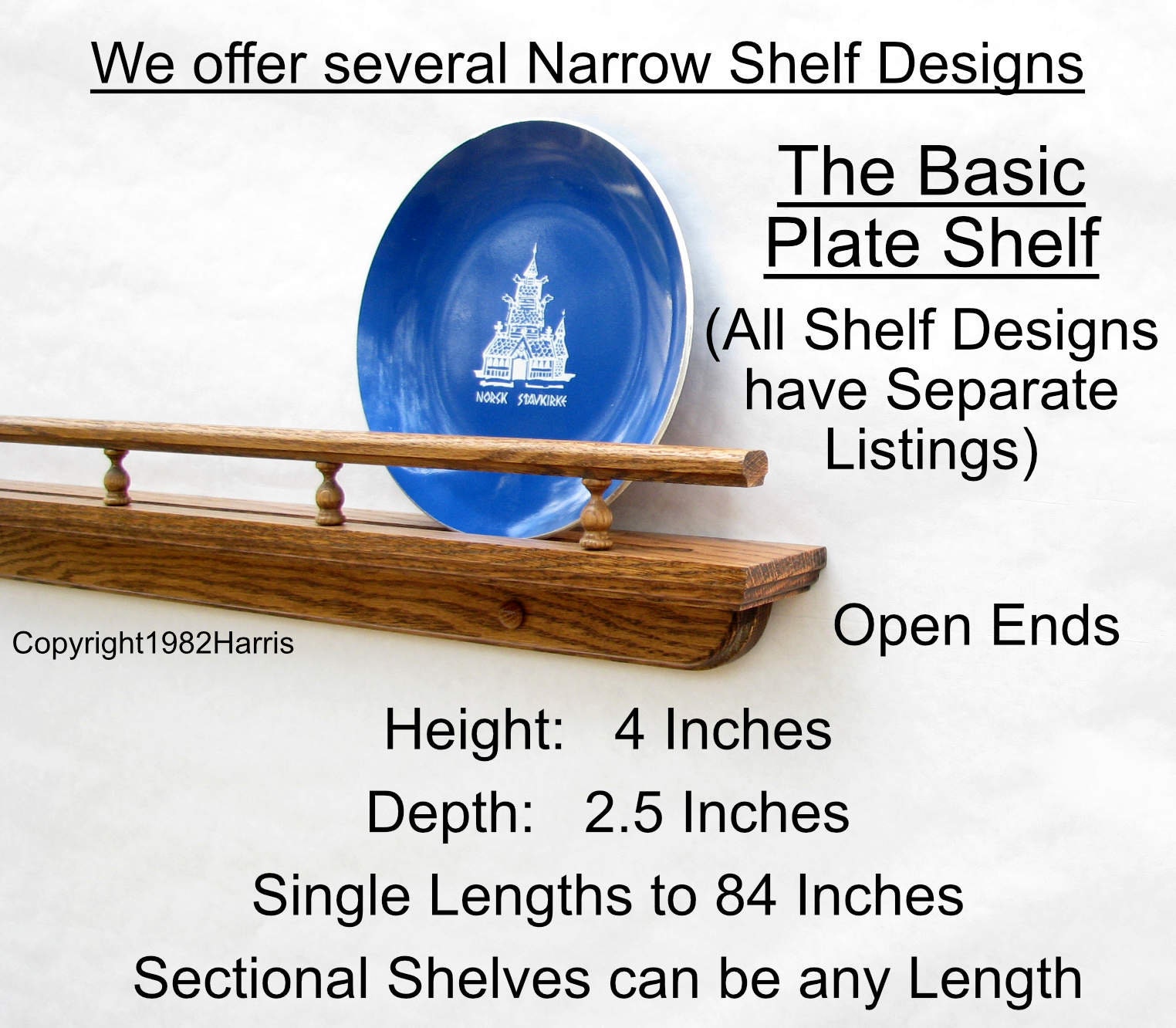 Handcrafted Oak Ledge Shelf: Narrow Display, Plate Rail - Custom ...